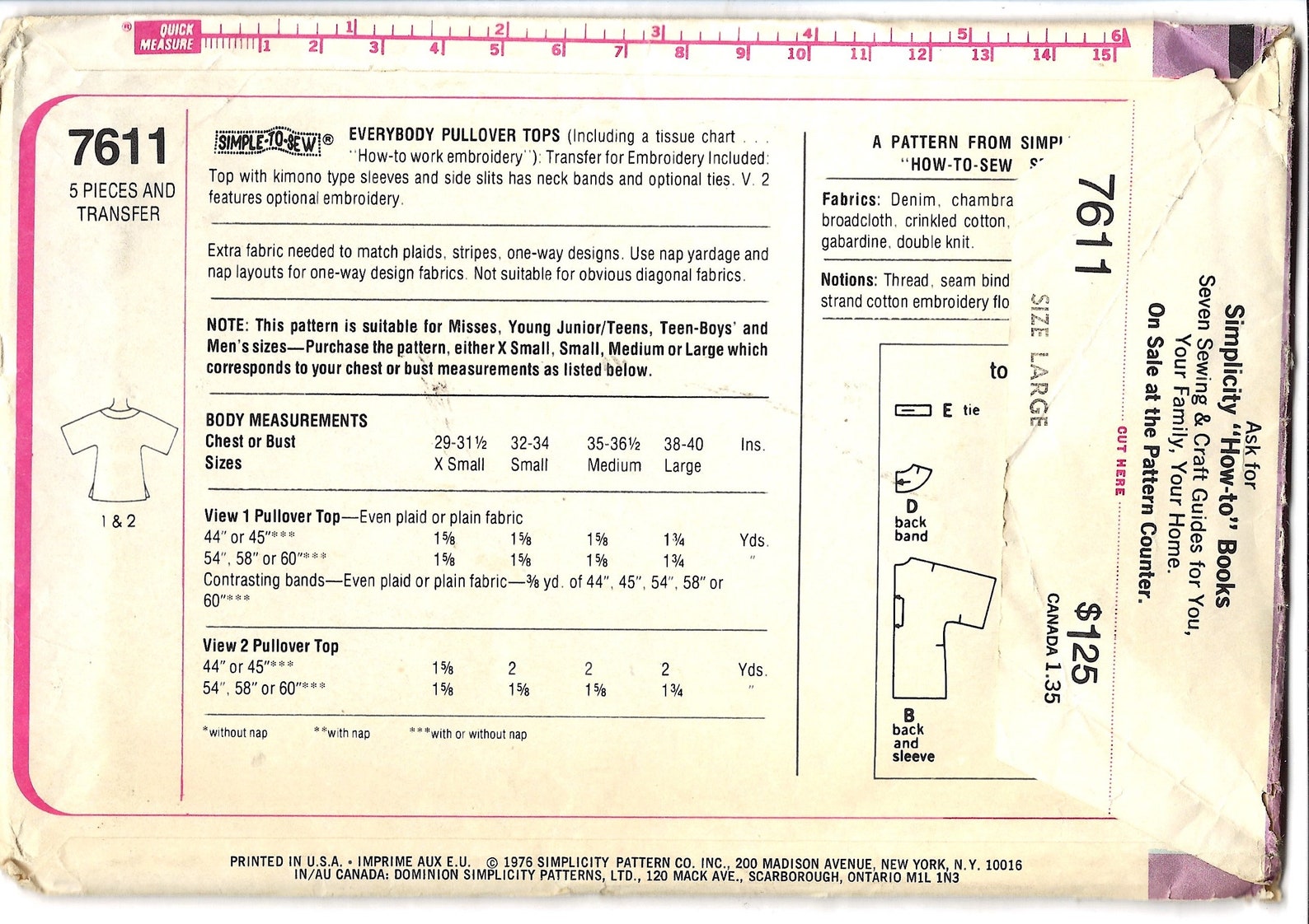 Simplicity 7611 Everybody Pullover Tops Chest Bust 38-40 - Etsy