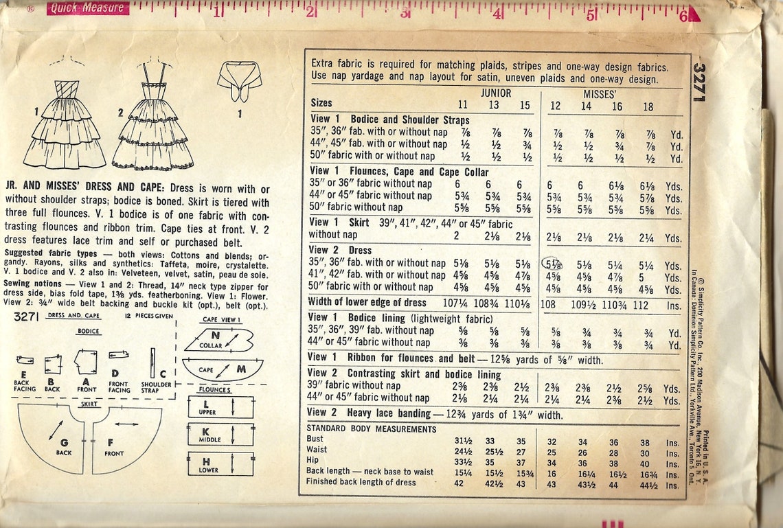 Simplicity 3271 1950s Dress Pattern Bust 32 - Etsy