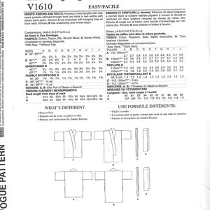 Vogue V1610 Easy Sewing Pattern, Kimono Pattern, Loose Fit Robe, Belt ...