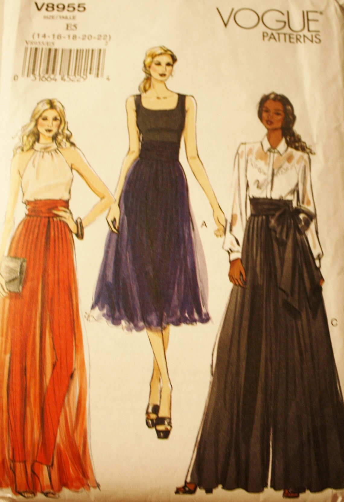 Vogue V8955 Palazzo Pants, Wide Legged Pants Sewing Pattern - Etsy