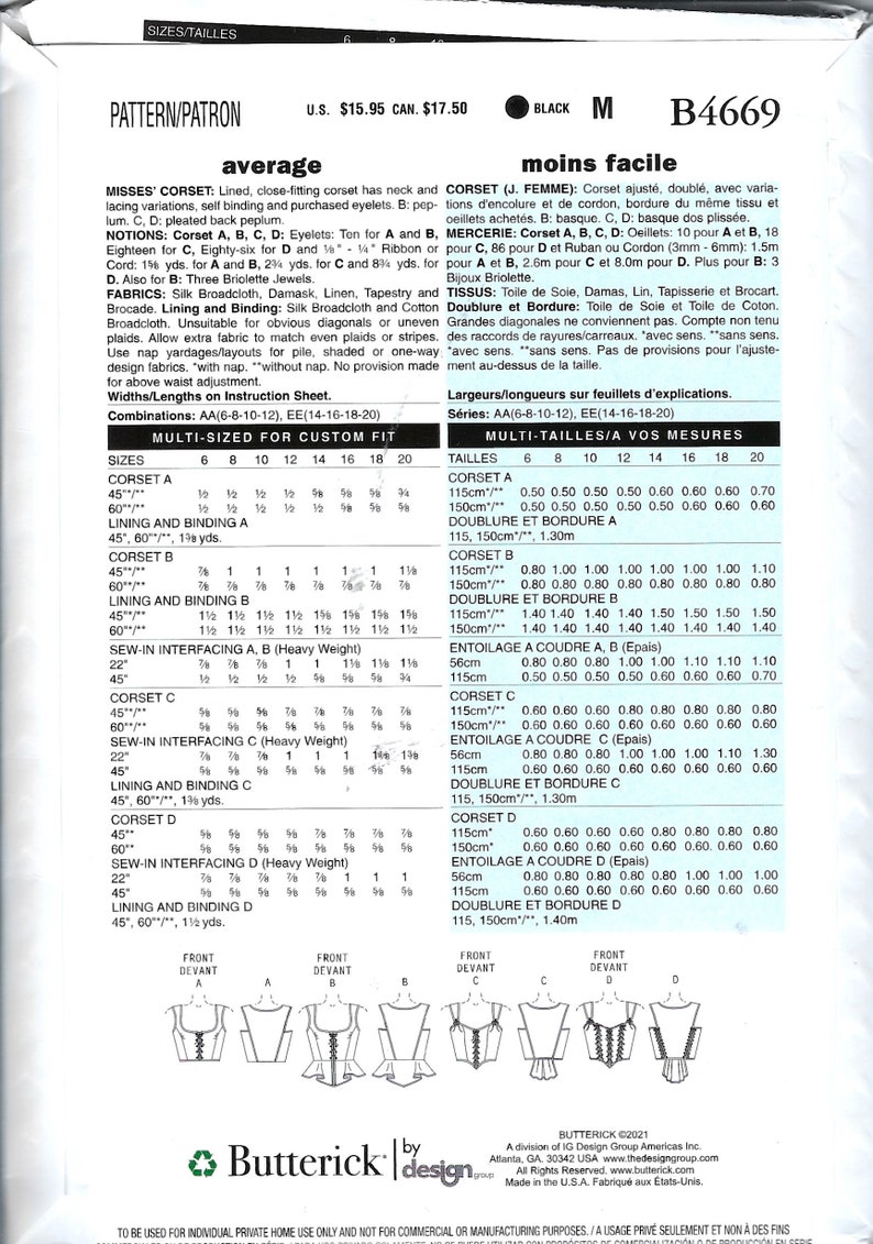 Butterick B4669 Sewing Pattern Making History Boned Lined - Etsy