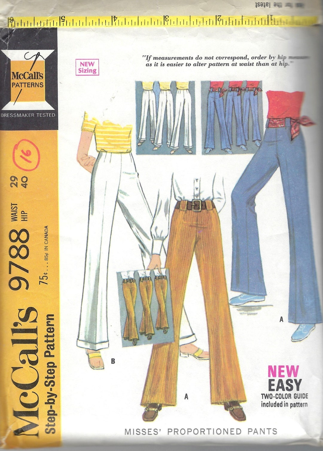 1970s Mccalls 9788 Misses' Proportioned Pants & Wide Leg Pants Sewing ...