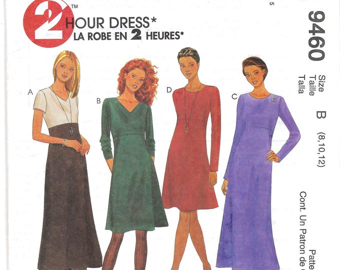Mccalls 9460 2 Hour Dress Pattern, Empire Waist in 2 Lengths, Size 8-10 ...