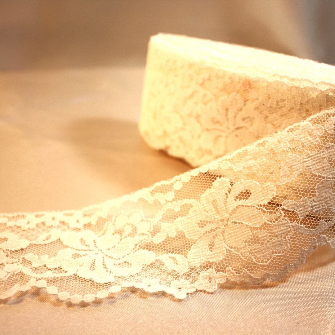 White Stretch Lace 2 1/4 Inch Lace, Sewing, Clothing, Costumes ...