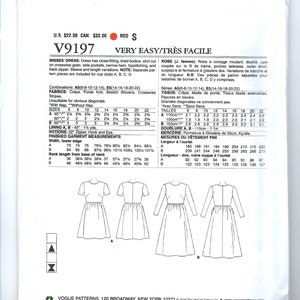 VOGUE V9197, Dress Sewing Pattern, Uncut - Etsy
