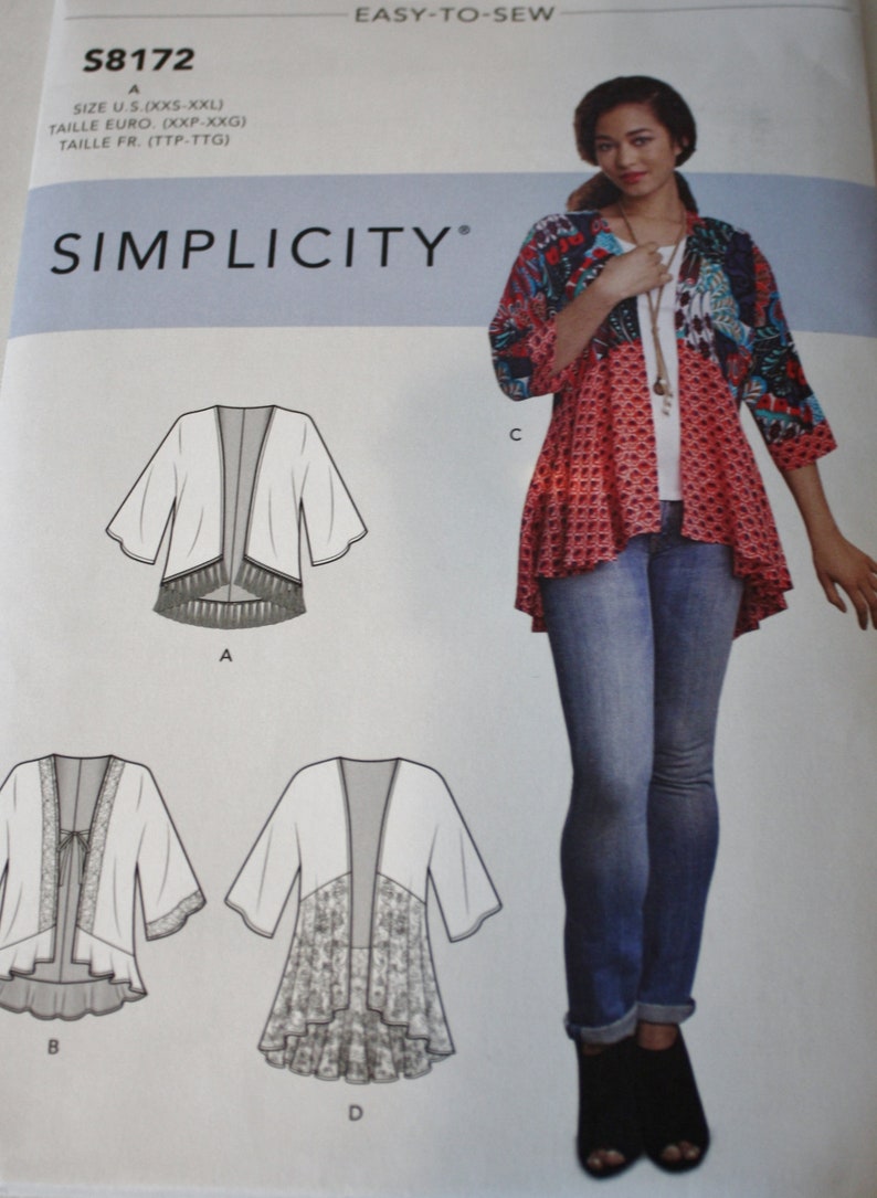 Simplicity 8172 Misses' Kimonos Sewing Pattern UNCUT - Etsy Singapore