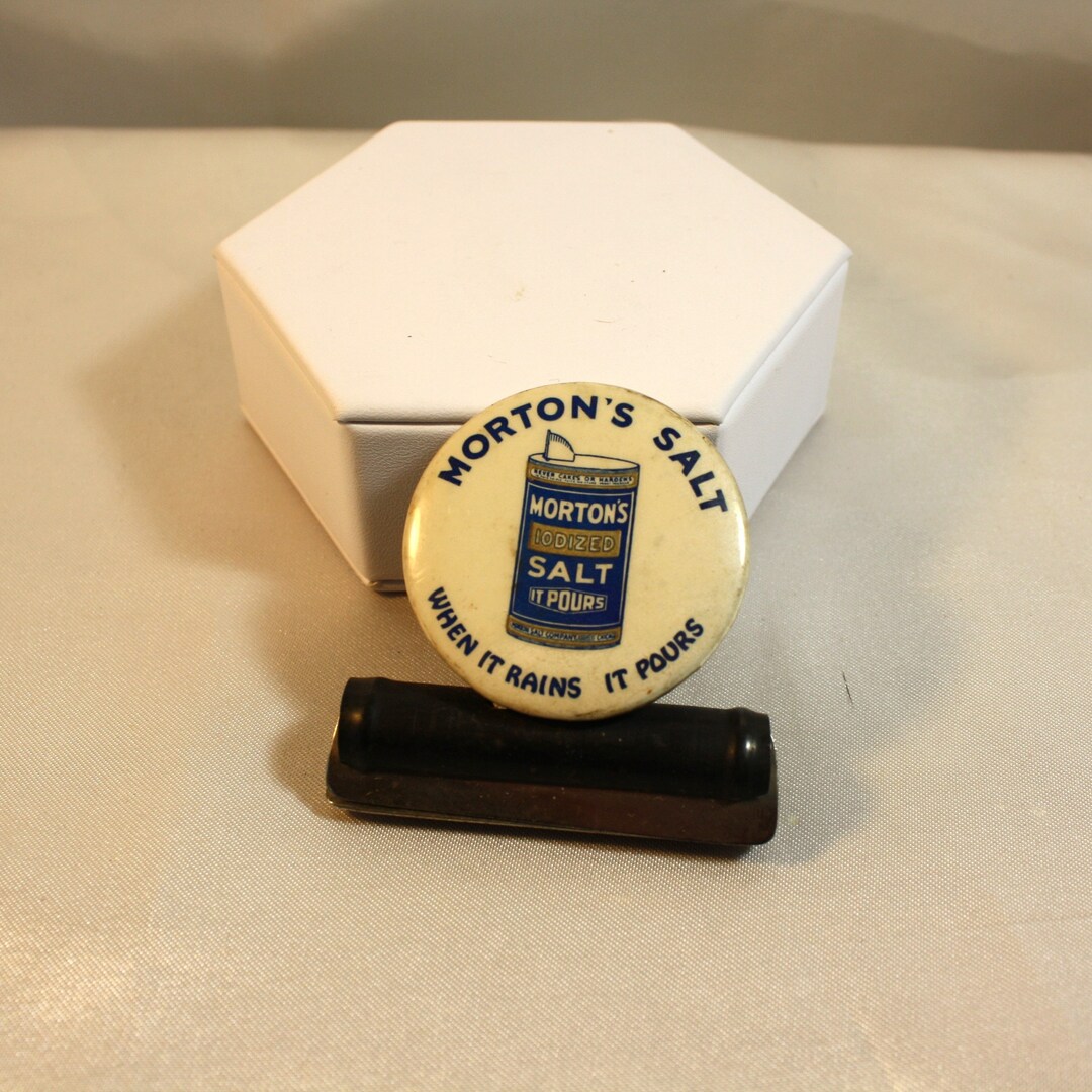 Antique Morton Salt Advertising Button Pin Clip Badge, USA, Food ...