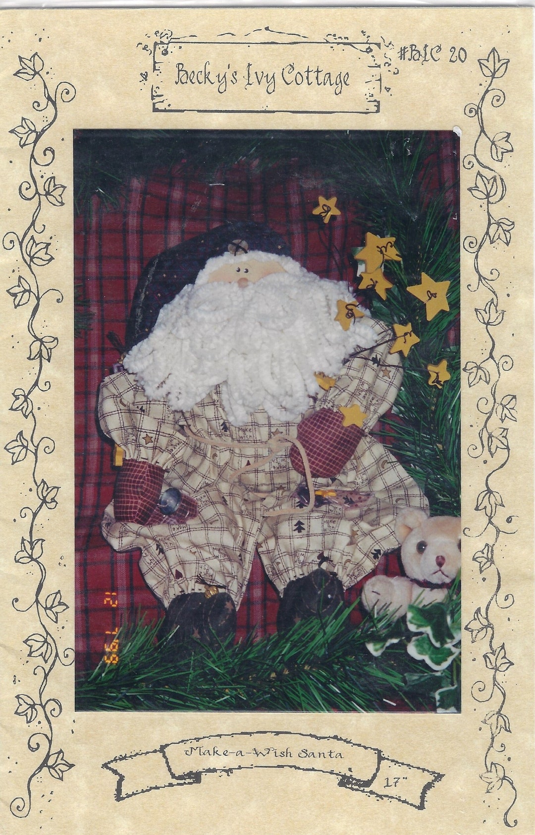 Make-a-wish 17" Santa Sewing Pattern, Becky's Ivy Cottage - Etsy