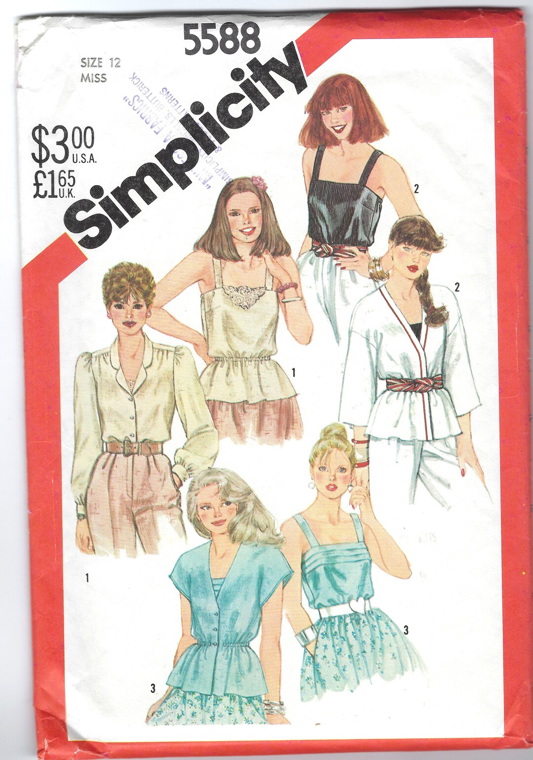 Simplicity 5588 1980's Unlined Camisoles and Jackets Sewing Pattern ...