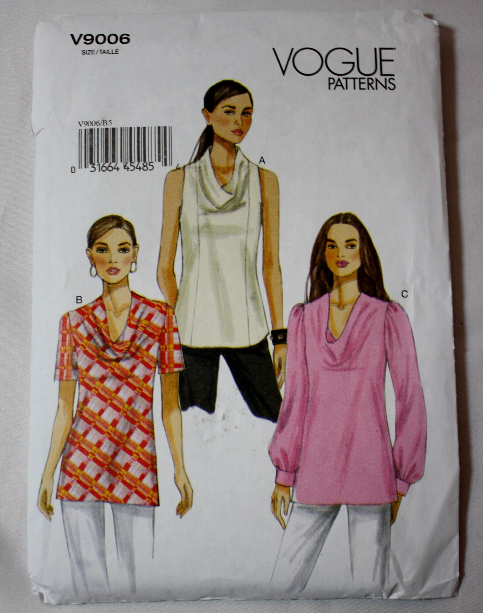 Vogue Sewing Pattern V9006 Misses Pullover Top With Draped - Etsy