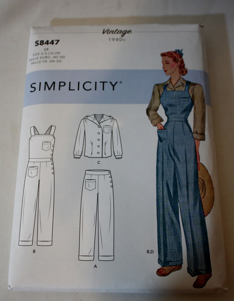 Simplicity S8447 40s Overalls Pattern Blouses Pants UNCUT - Etsy