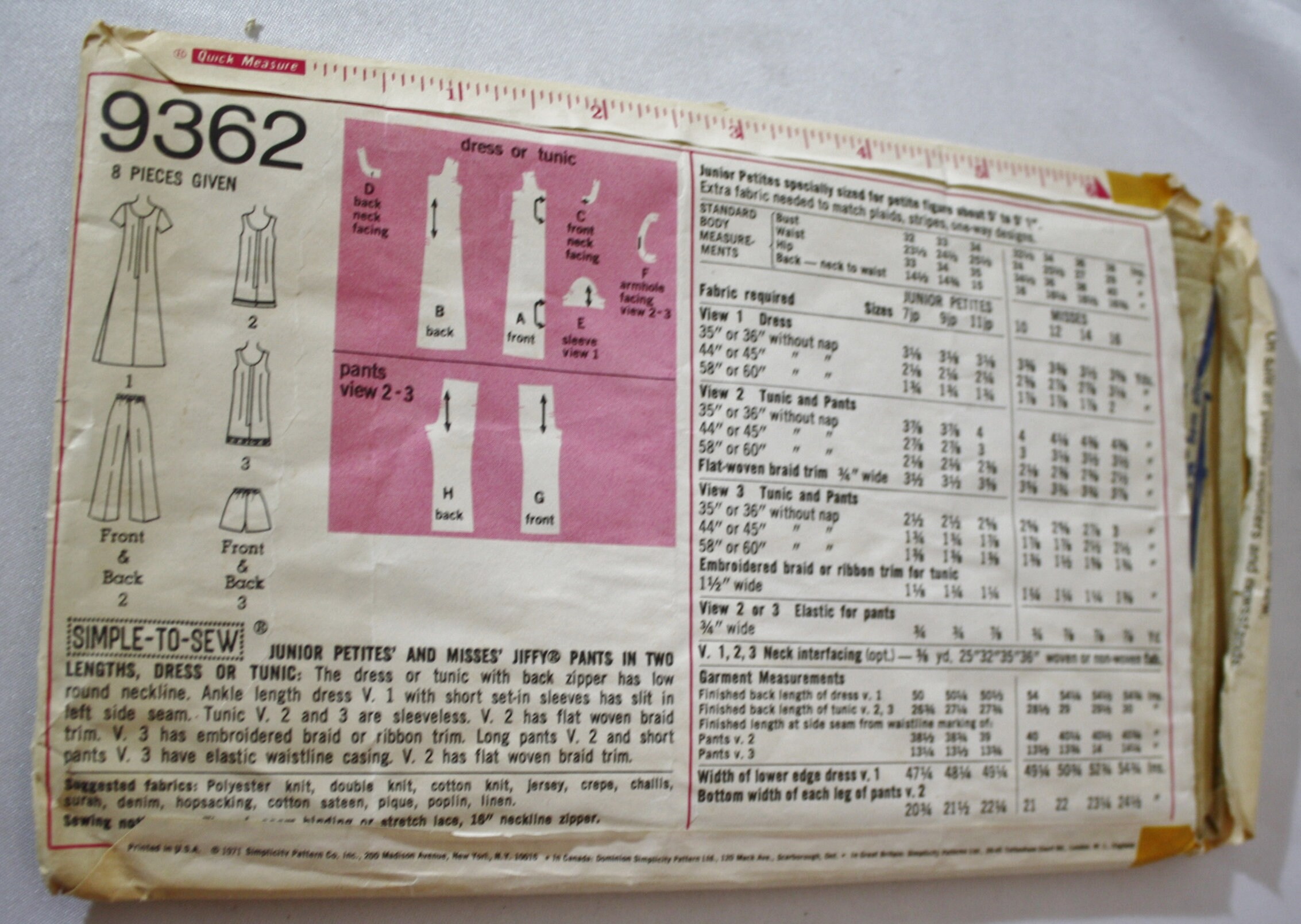 Vintage 70's Simplicity 9362 Misses' Dress Tunic | Etsy