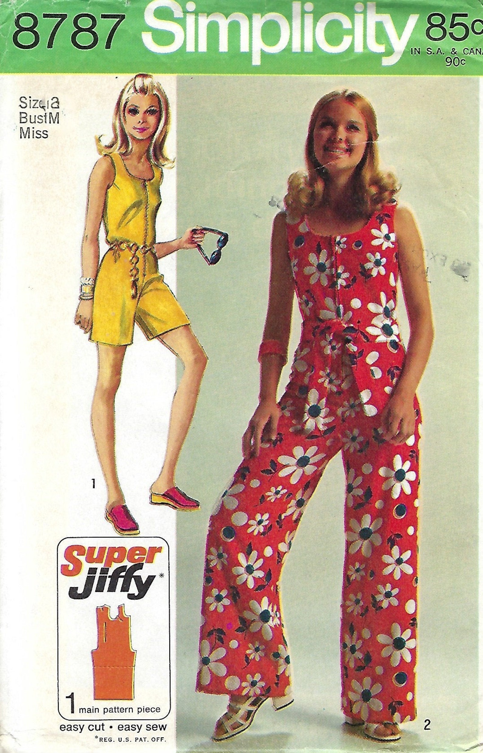 Simplicity 8787 70s Super-jiffy Jumpsuit Sewing Pattern Two - Etsy