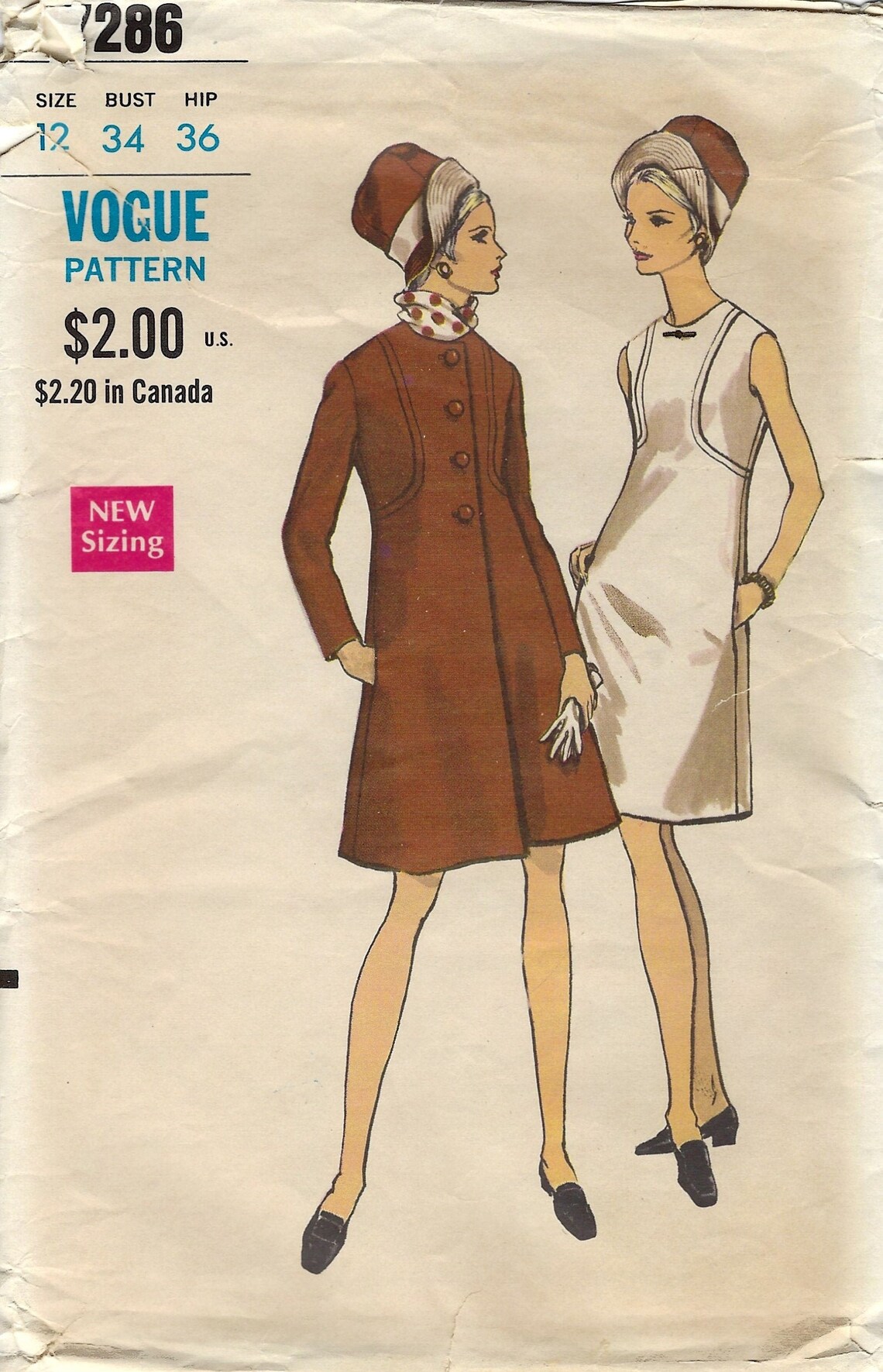 60s VOGUE Special Design 7286 Semi Fitted A Line Coat | Etsy