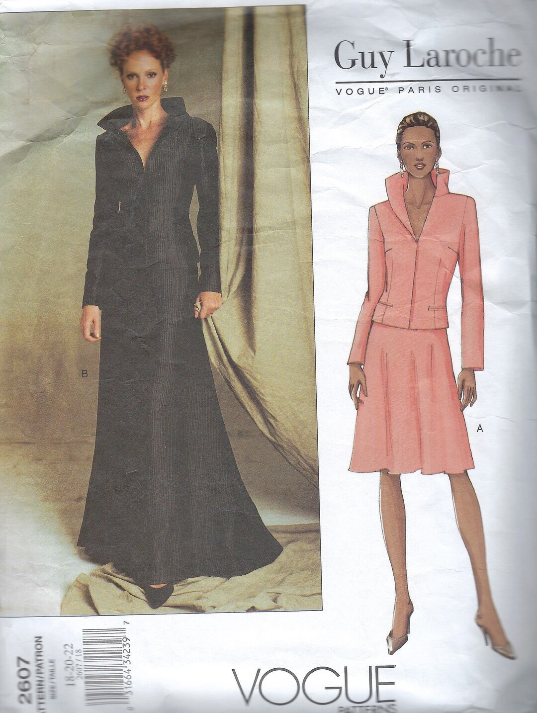 Vogue 2607 Semi-fitted Jacket and Skirt Pattern, Size 18 20 22 - Etsy
