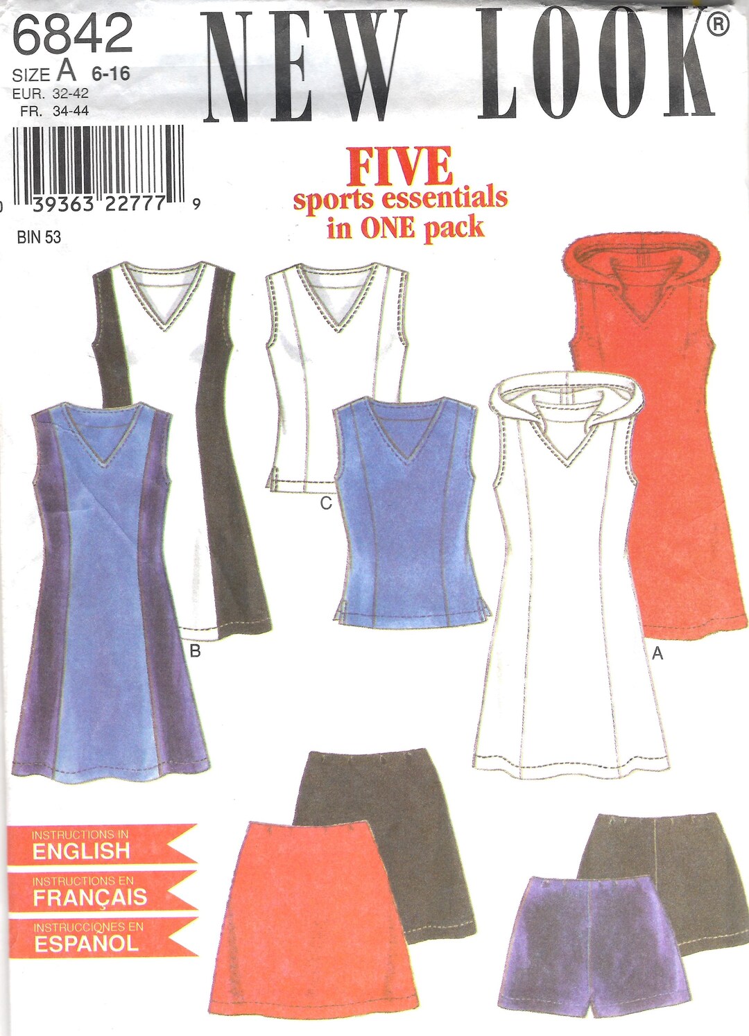 New Look 6842 Five Sports Essential, Active Sports Dress Sewing Pattern ...