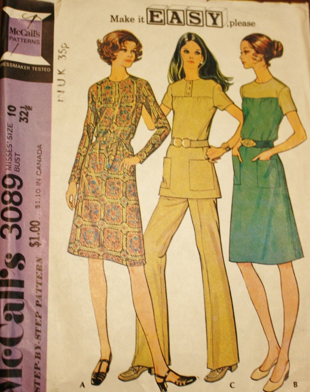 Mccalls 3089 Vintage Sewing Pattern Dress Pattern Tunic - Etsy