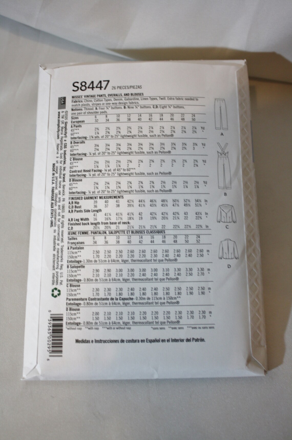 Simplicity S8447 40s Overalls Pattern Blouses Pants UNCUT - Etsy