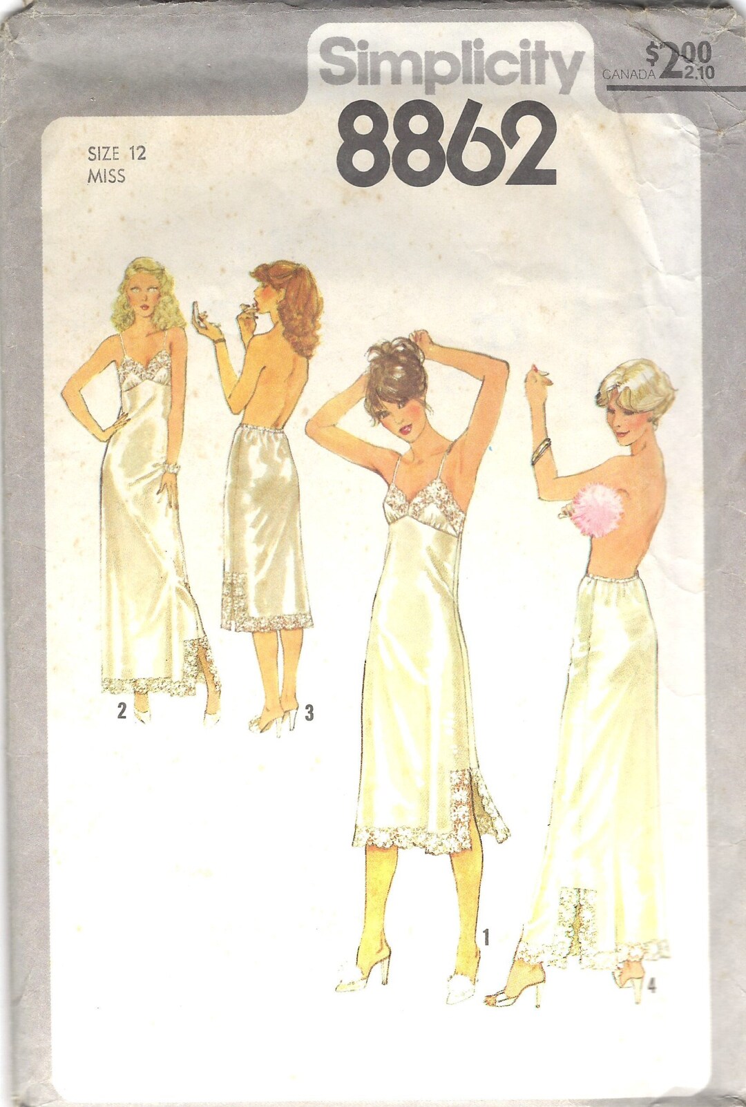 Simplicity 8862 1970s Slip and Half-slip Sewing Pattern Sizes 12 - Etsy