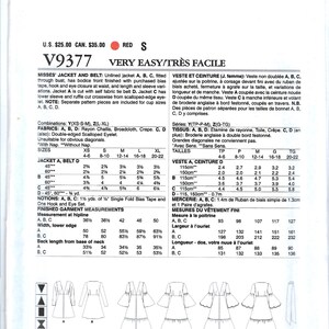 Vogue V9377 Jacket and Belt Sewing Pattern, UNCUT - Etsy