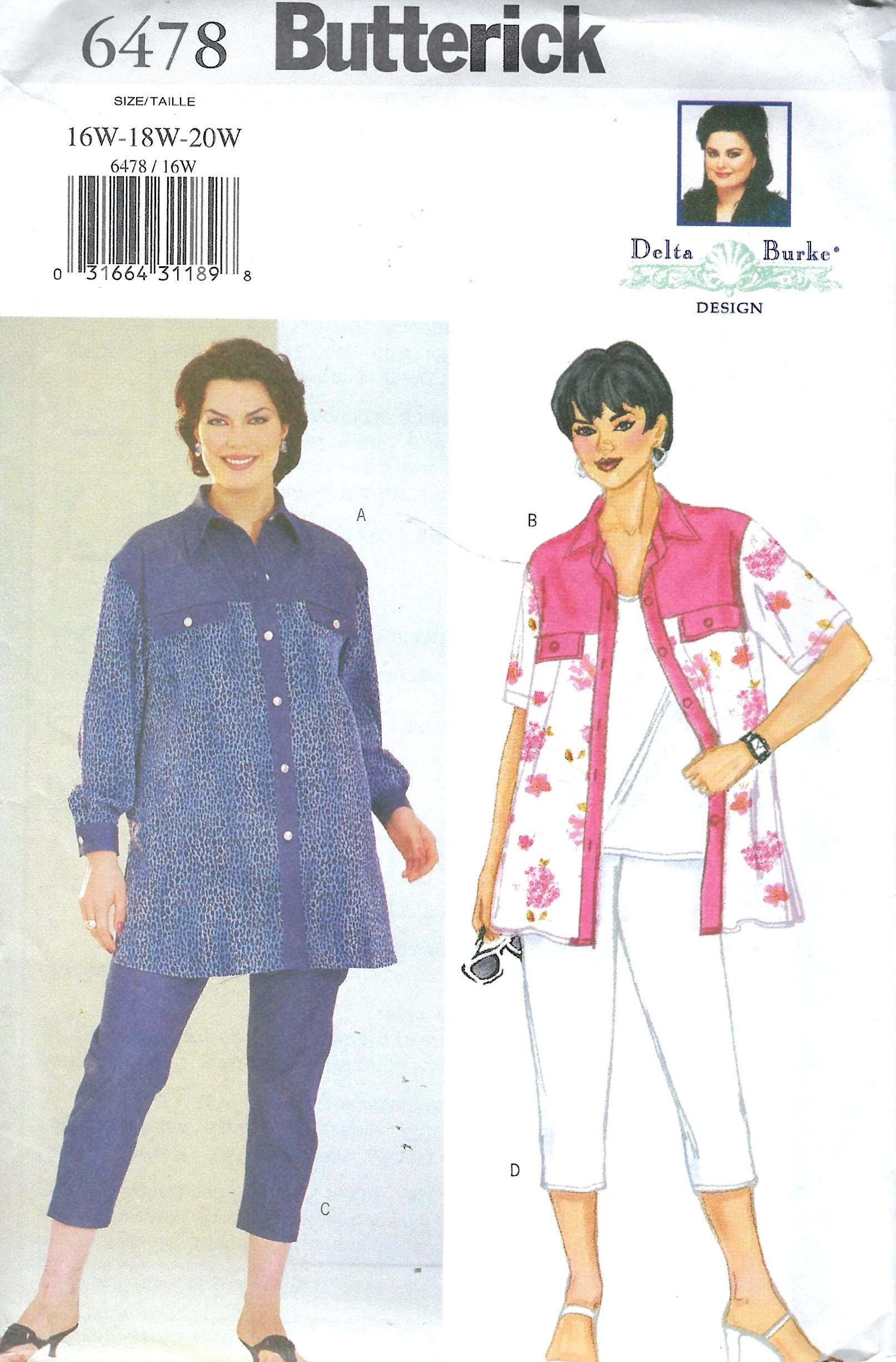 Butterick 6478: Plus Size Shirt and Pants Sewing Pattern (uncut) - Etsy