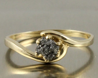 14K Yellow Gold Rough Diamond Ring Raw Unfinished Diamond | Etsy