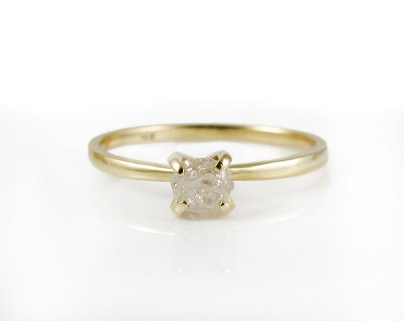 14K Yellow Gold Rough Diamond Ring Raw Unfinished Diamond - Etsy