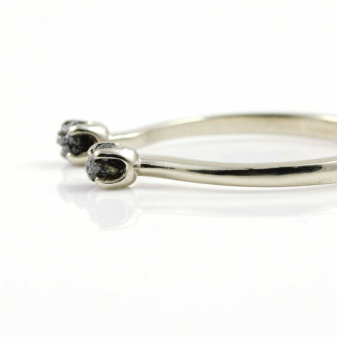 Open Design Ring With Rough Diamonds 14K Gold Two Stone Ring - Etsy