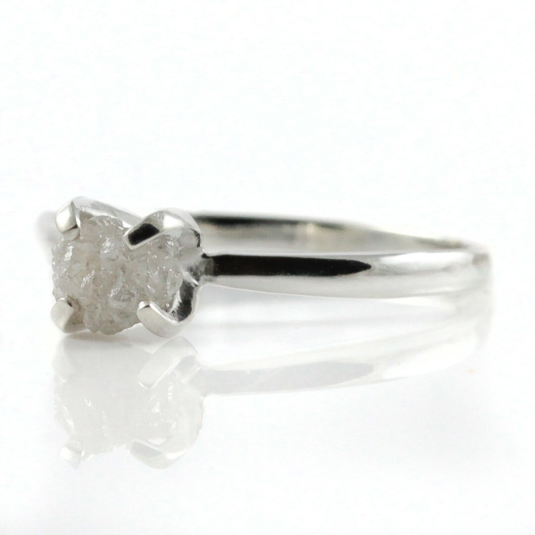Promise Ring - White Rough Diamond - Sterling Silver Engagement Ring ...