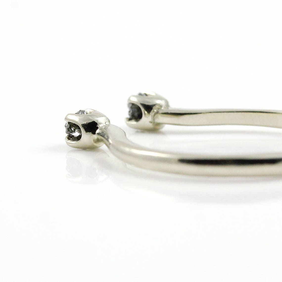 Open Design Ring With Rough Diamonds 14K Gold Two Stone Ring - Etsy