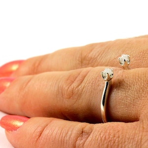 Rough Diamond Open Design Ring - Sterling Silver or 14K Gold - Two ...