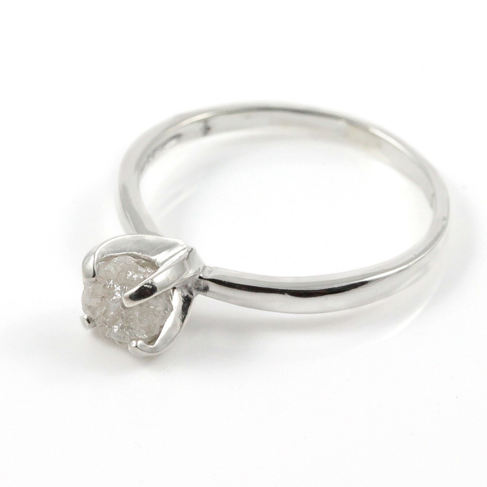 Promise Ring - White Rough Diamond - Sterling Silver Engagement Ring ...