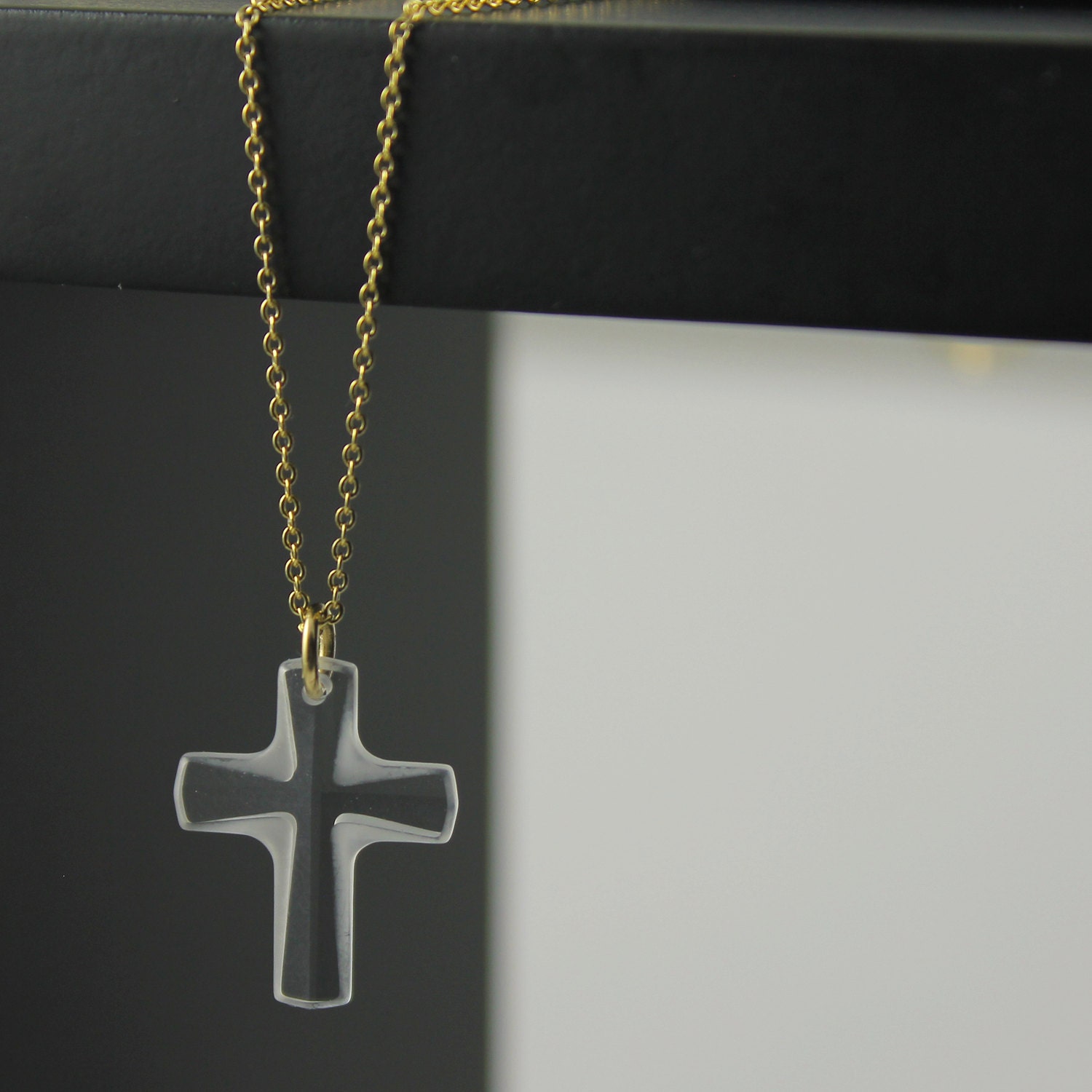 Swarovski Cross Necklace 14K Gold Filled Large Crystal | Etsy