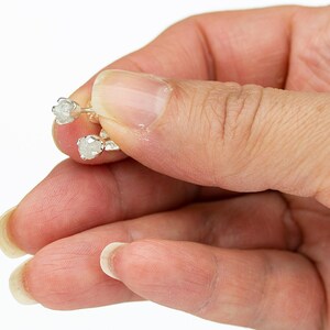 White Rough Diamond Studs 5mm Post Earrings, Four Prongs Raw Uncut ...