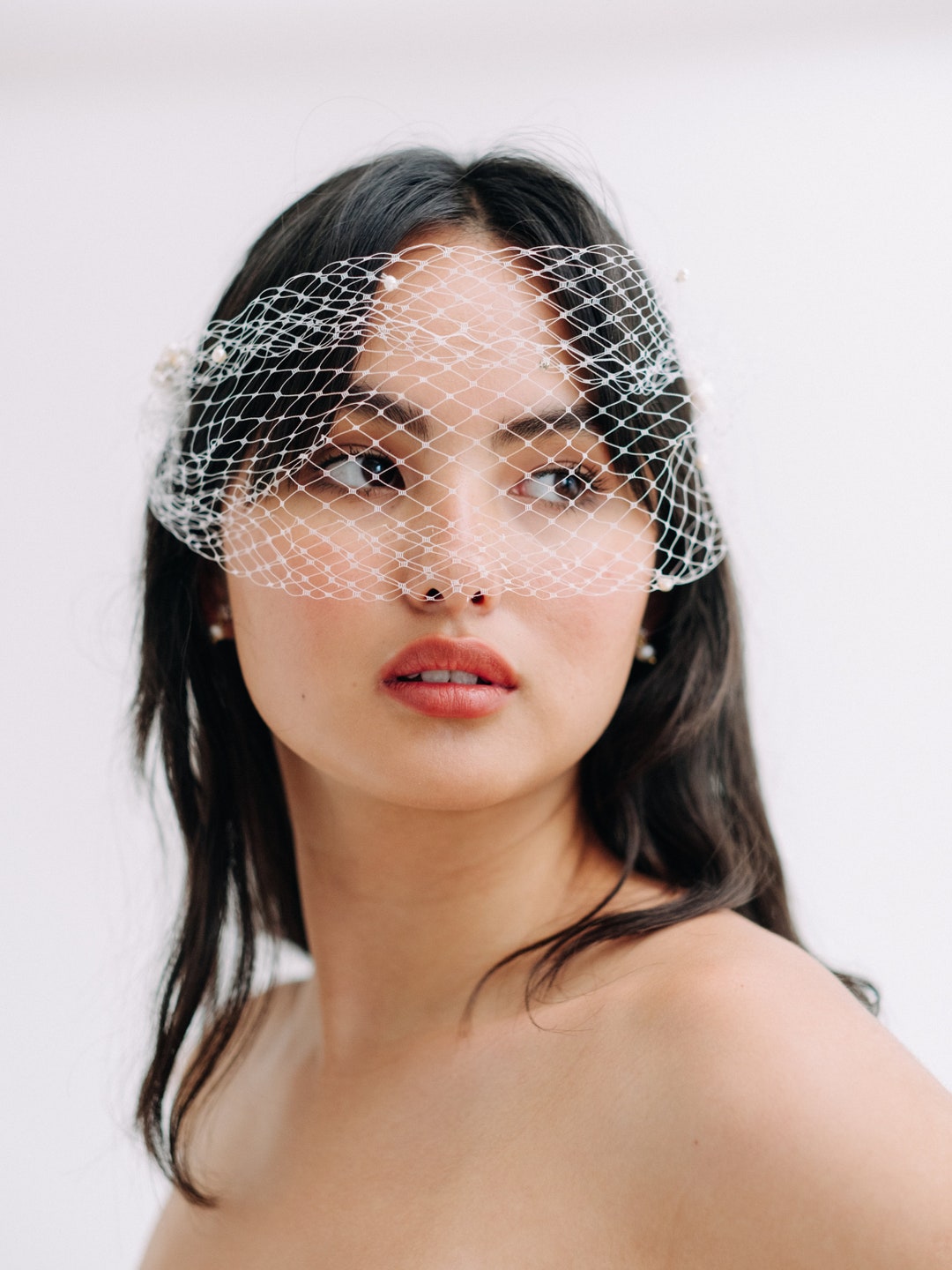 NEVE | Pearl Birdcage Visor Veil, Wedding Veil, Bridal Birdcage Veil ...