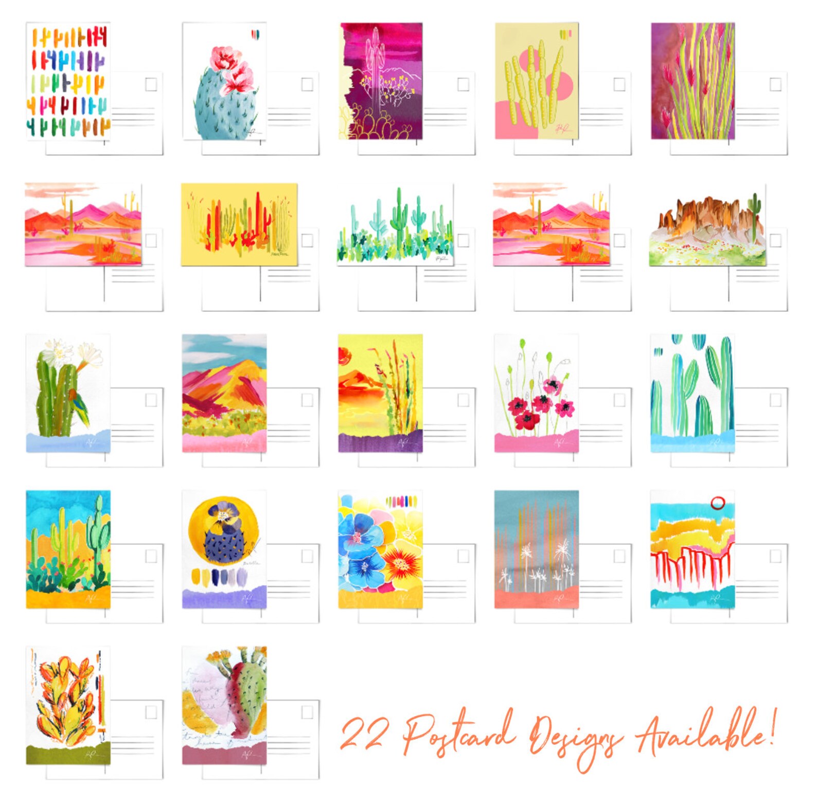Desert Postcard.sunset Postcard.desert Landscape Postcard.cactus ...