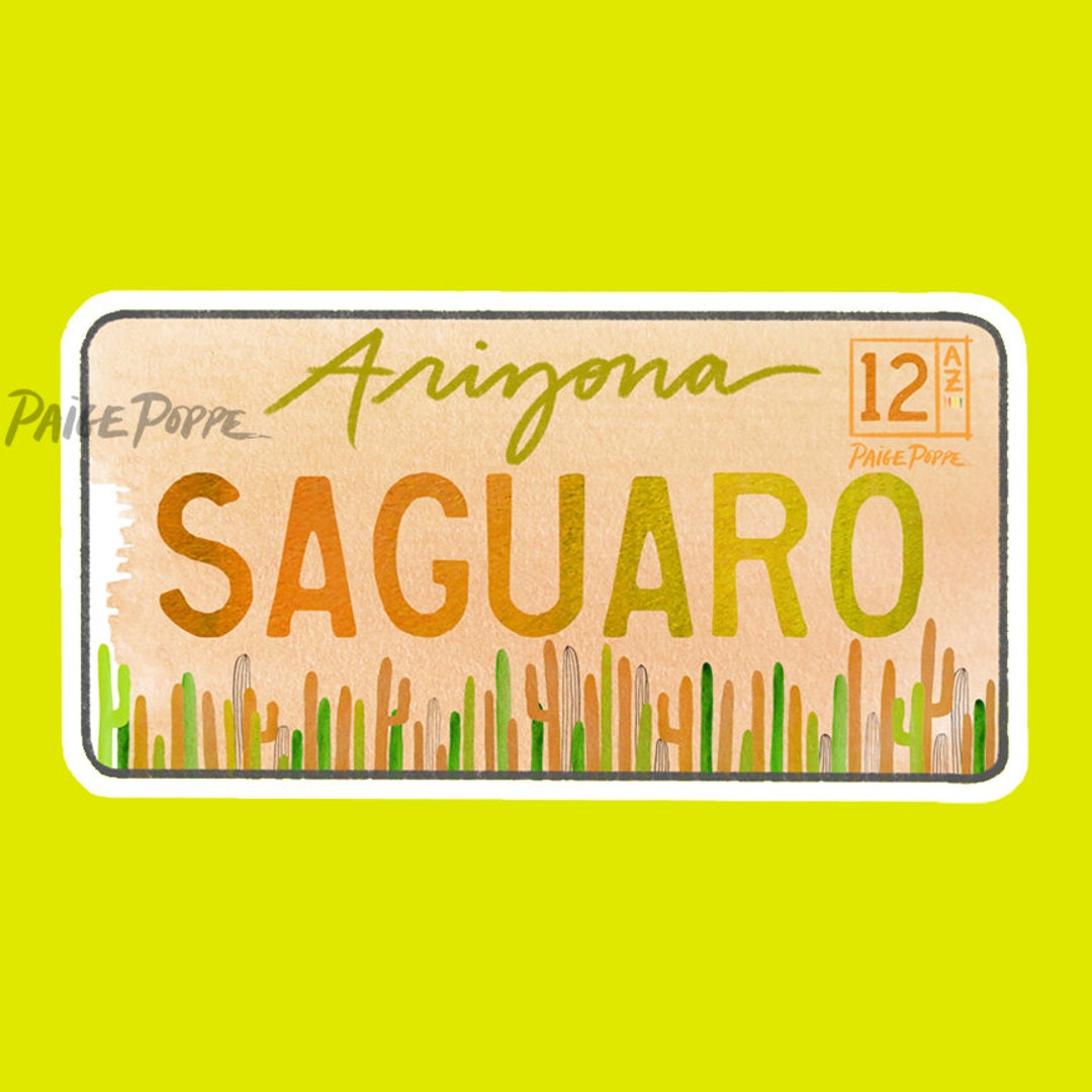 Cactus Sticker.saguaro Sticker.arizona Sticker.arizona License Plate ...