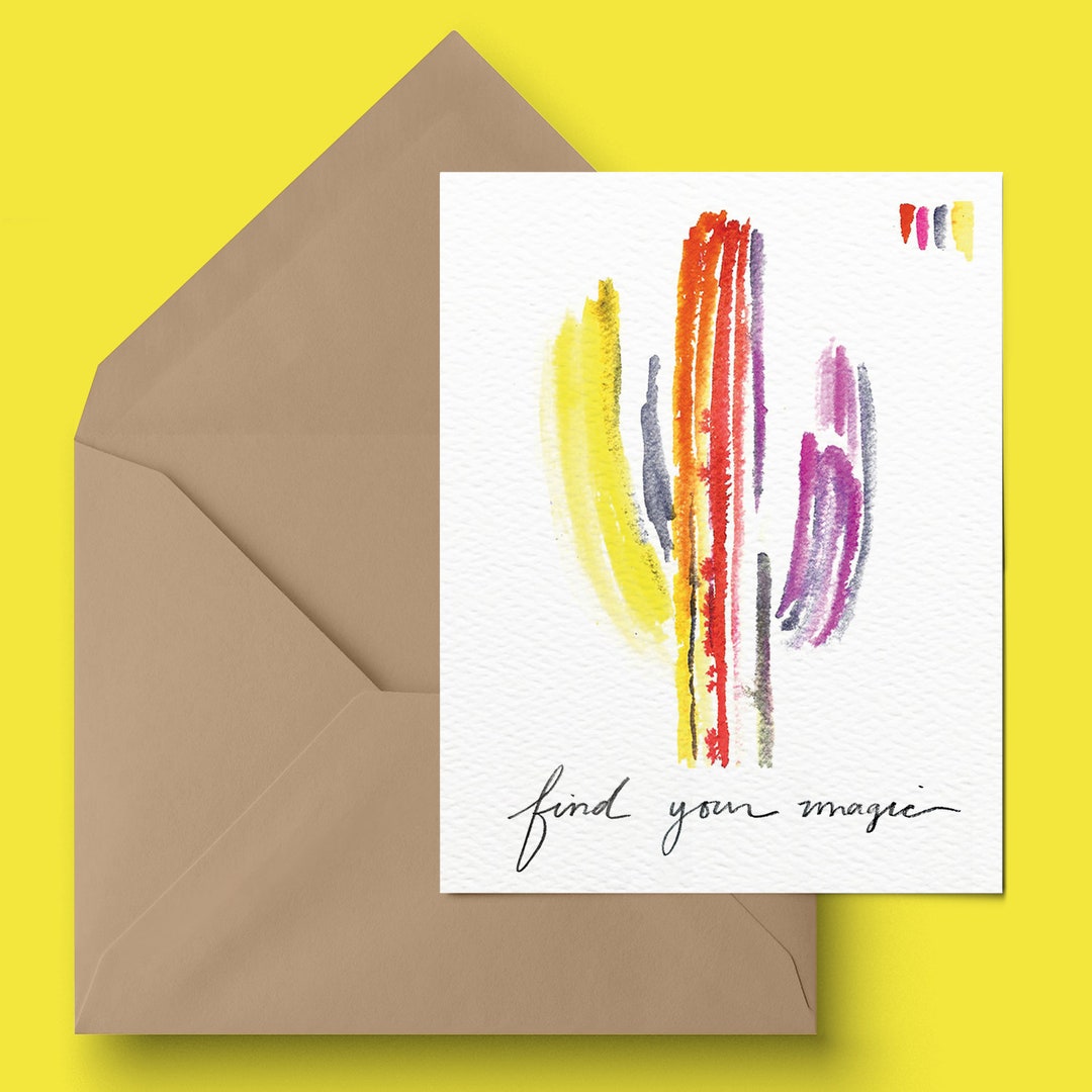 Cactus Greeting Card. Inspirational Cards. Artist Cards.find Your Magic ...