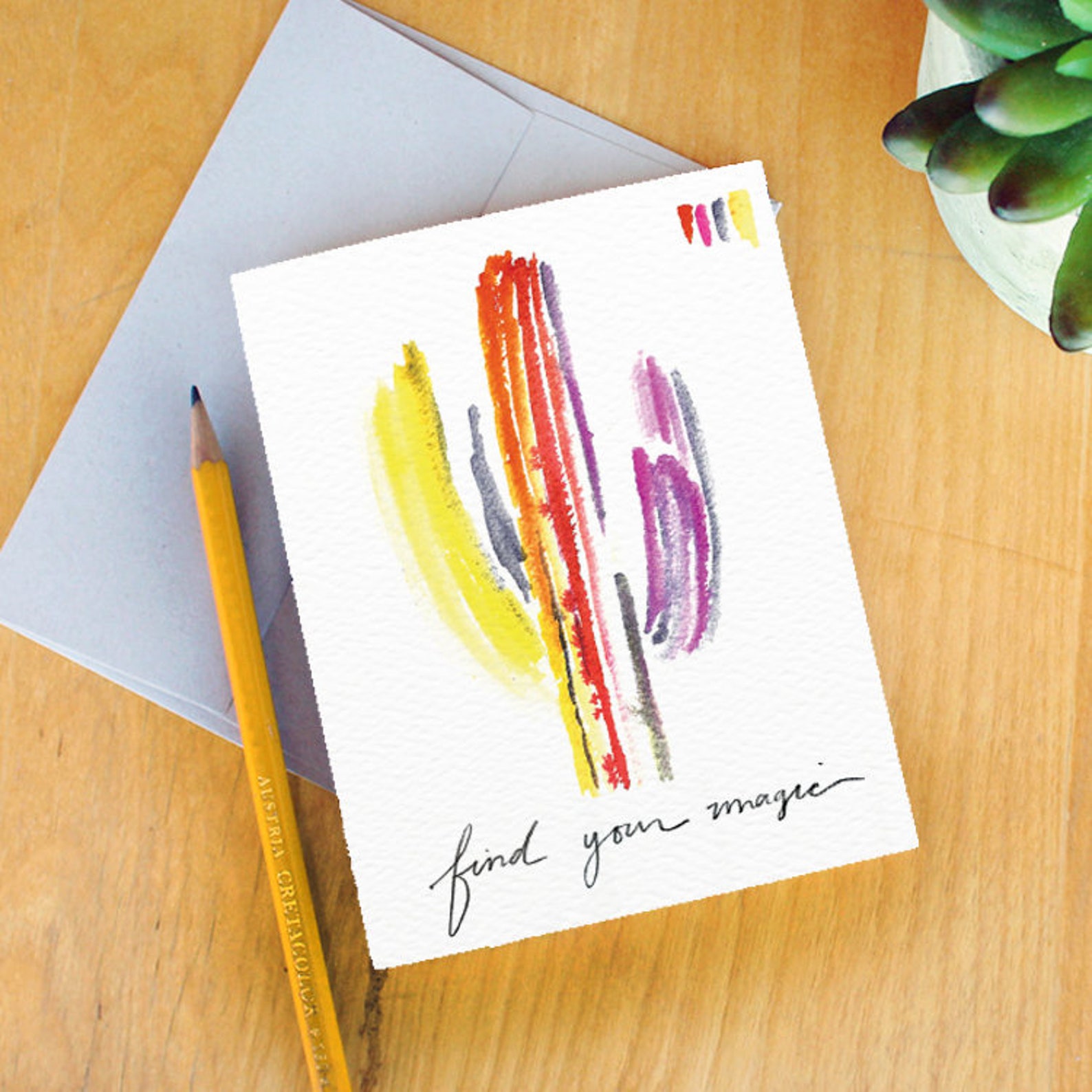 Cactus Greeting Card. Inspirational Cards. Artist Cards.find - Etsy