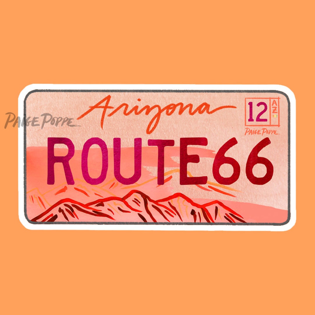 Route 66 Art.arizona Sticker.arizona License Plate.travel Artwork.route ...