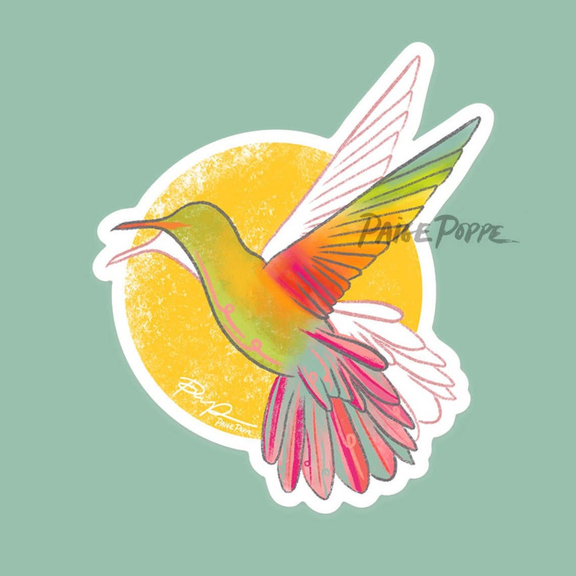 Colibrí Sticker.Hummingbird Art.Bird Sticker.Desert Sticker.Nature ...