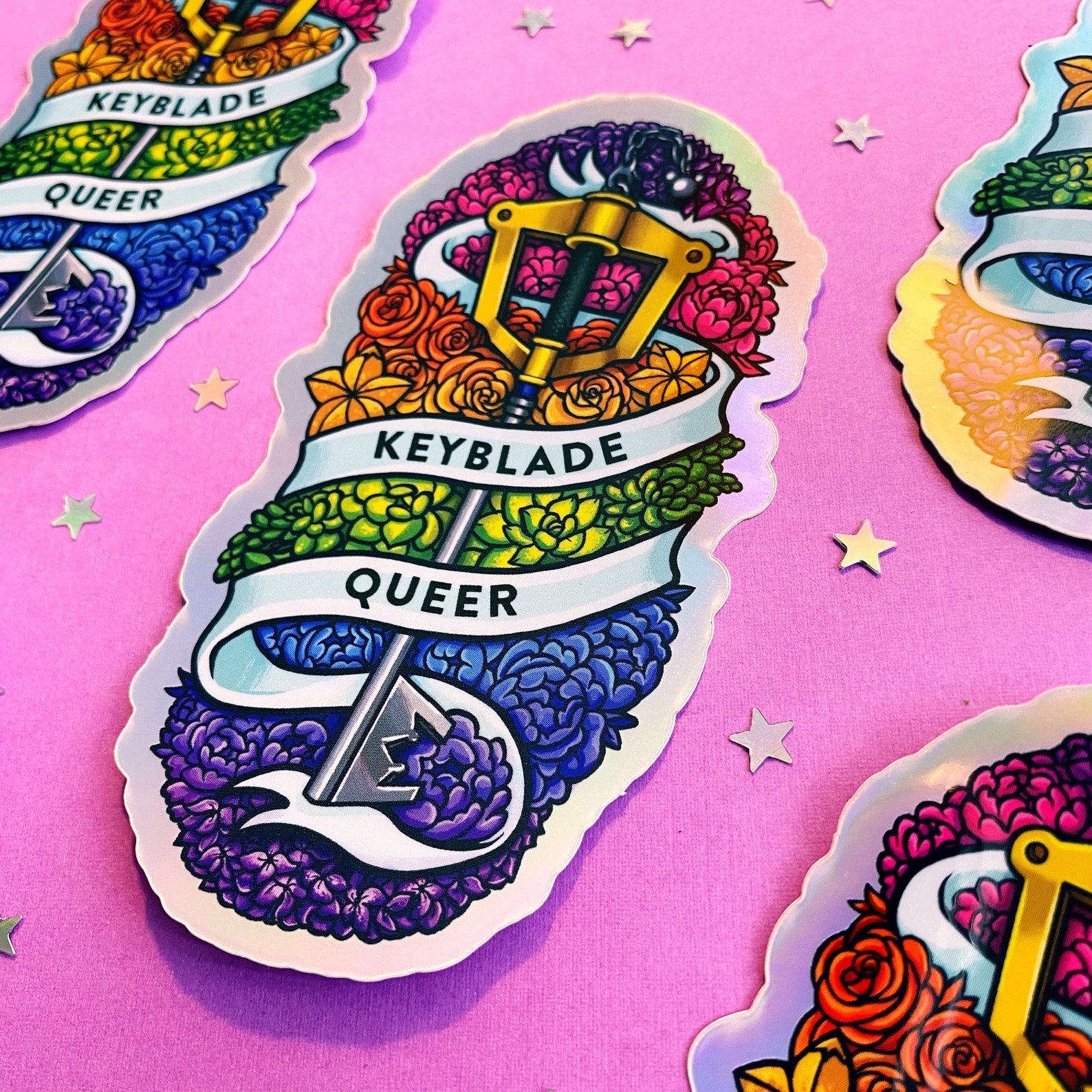Keyblade Queer Holographic Sticker | Etsy