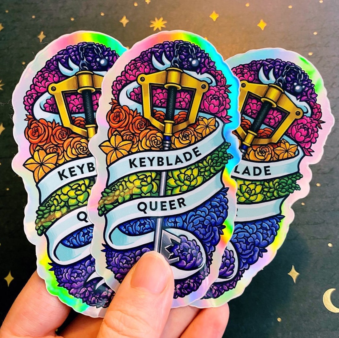 Keyblade Queer Holographic Sticker | Etsy