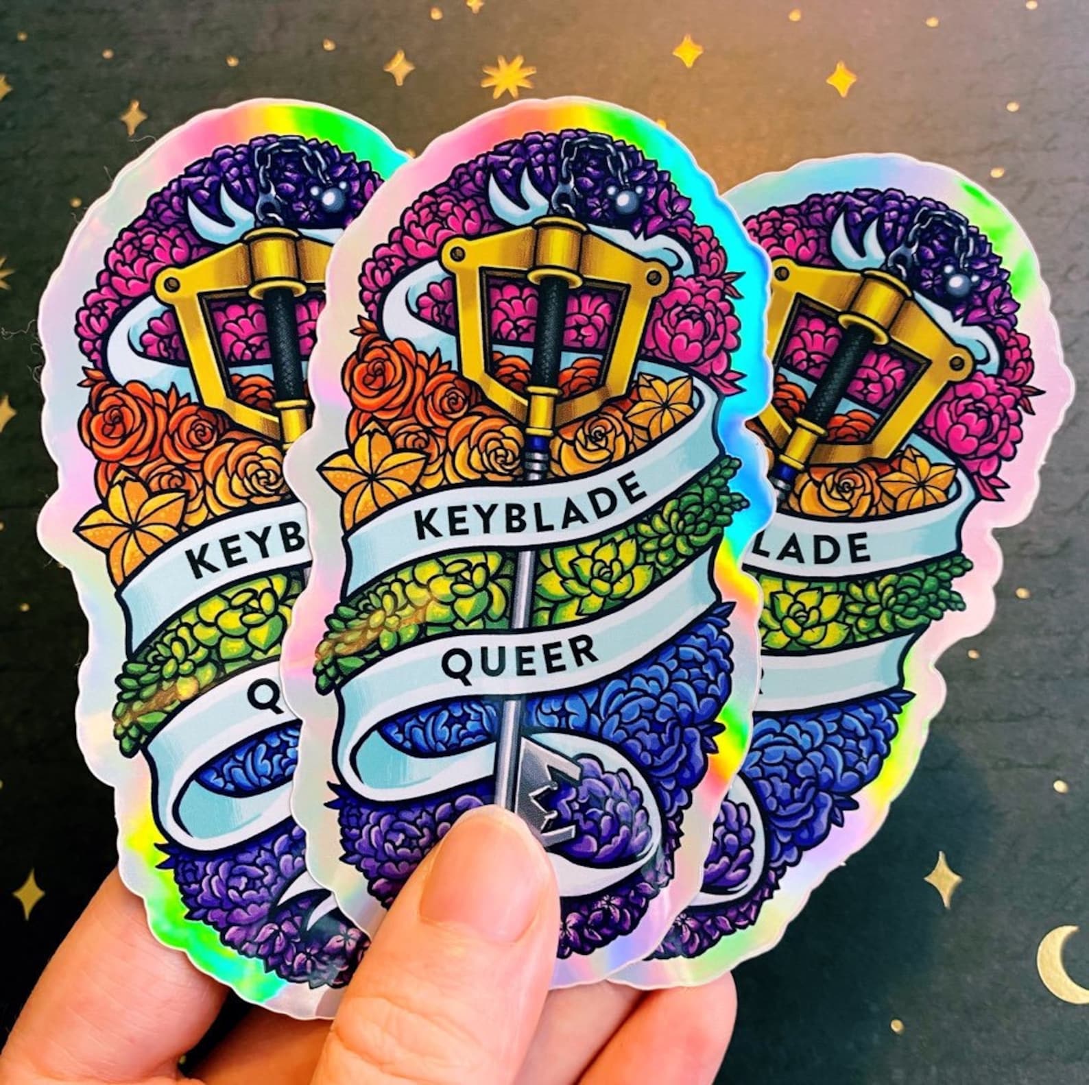 Keyblade Queer Holographic Sticker | Etsy