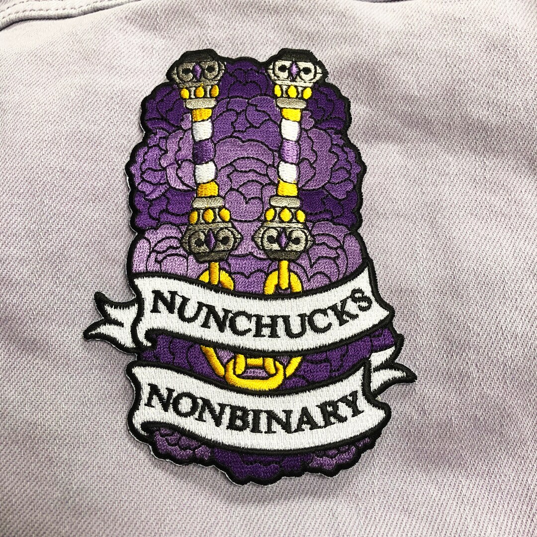 Nunchucks Nonbinary Embroidered Patch - Etsy
