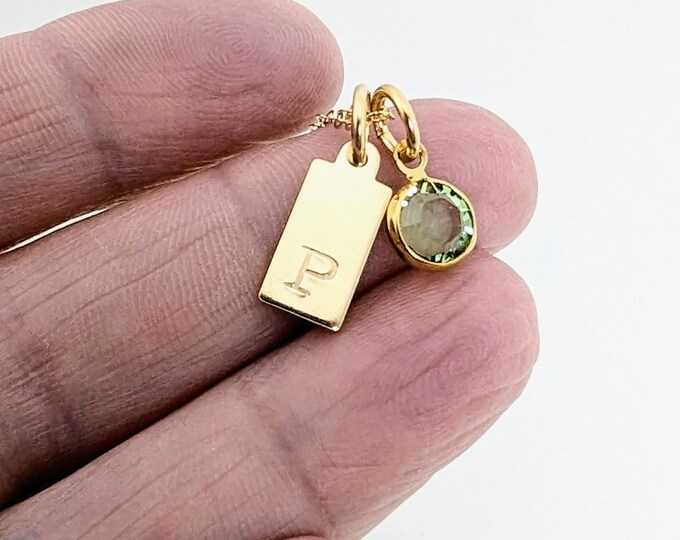 Initial Necklace With Birthstone, Push Present, Personalized Jewelry ...