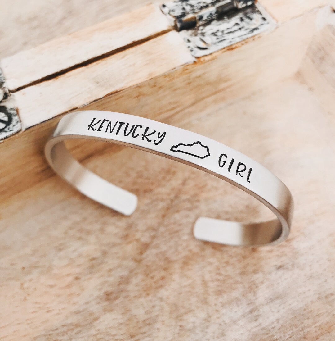 Silver Cuff Bracelet, Kentucky Girl, Kentucky Jewelry, Custom Bracelet ...