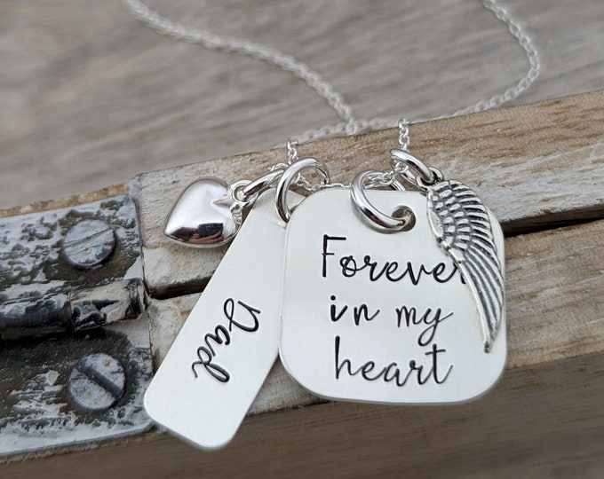 Memorial Necklace, Forever in My Heart, Memorial Jewelry, Remembrance ...