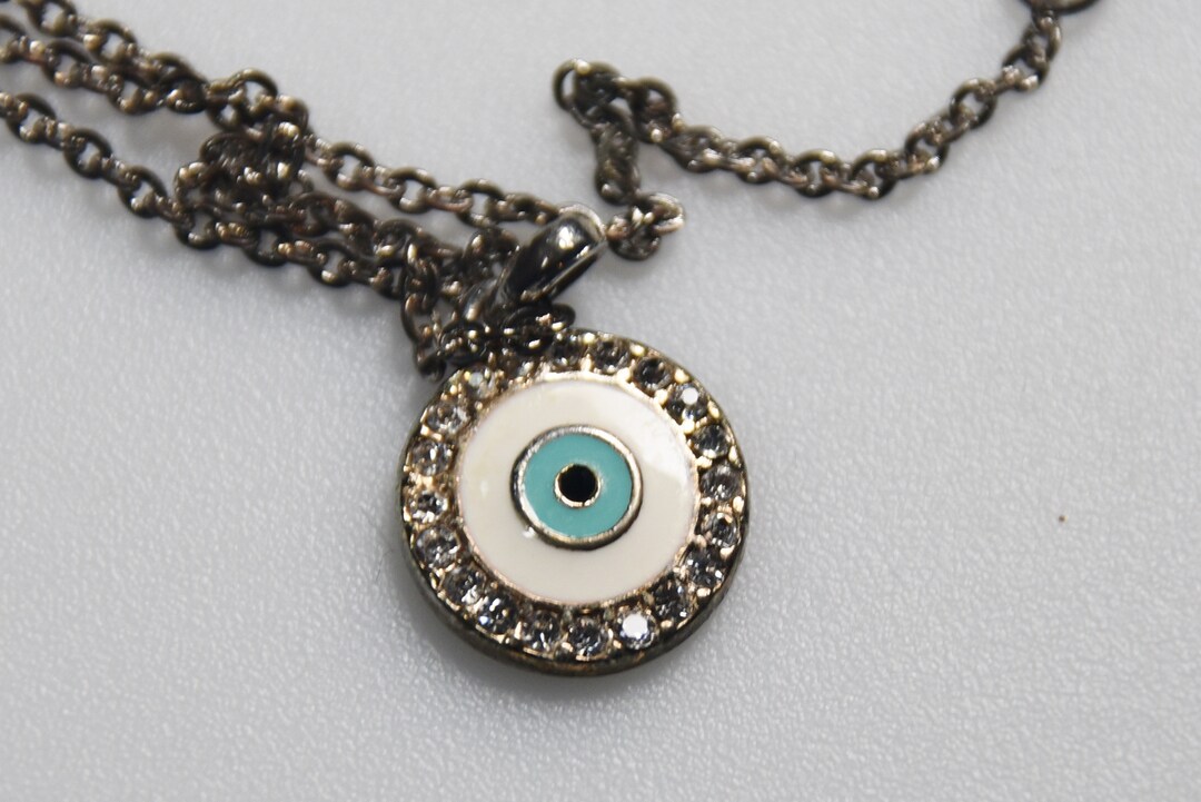 Necklace Evil Eye Enameled Rhinestone Necklace 18" Chain Jb33-20 - Etsy