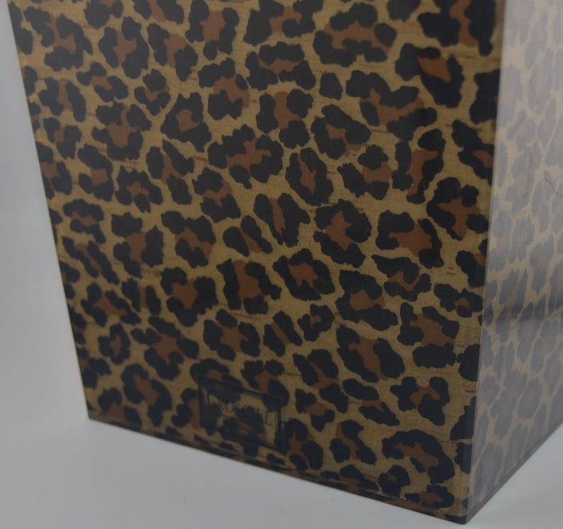 Leopard Cheetah Waste Basket Vintage Croscil 1980s Animal Print Eb4910 ...